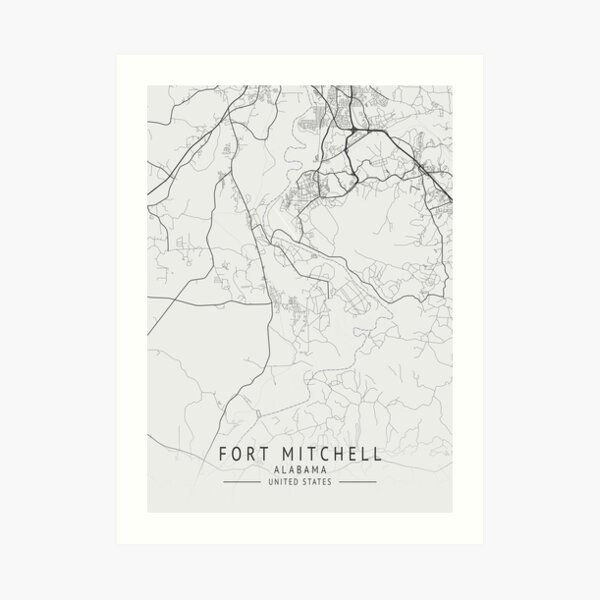 "Fort Mitchell - Alabama - US Gray City Map" Art Print by ctmapprint ...