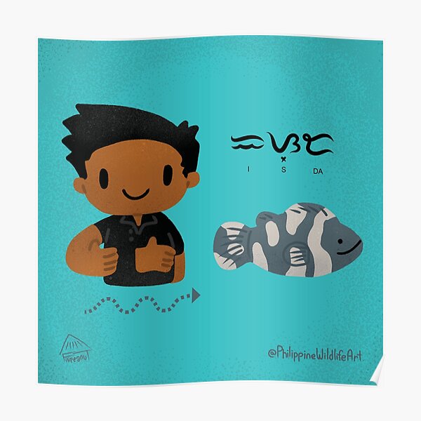 "Fish or Isda in Filipino Sign Language or FSL, and Baybayin" Poster by ...