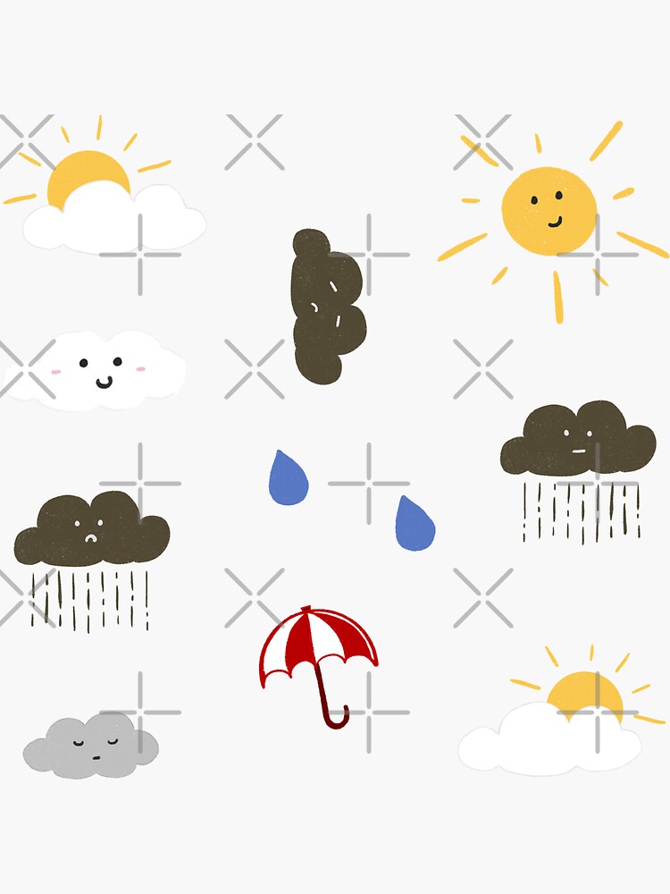 "Sun Clouds Rain Weather Sticker Pack" Sticker by classicalsqueak ...