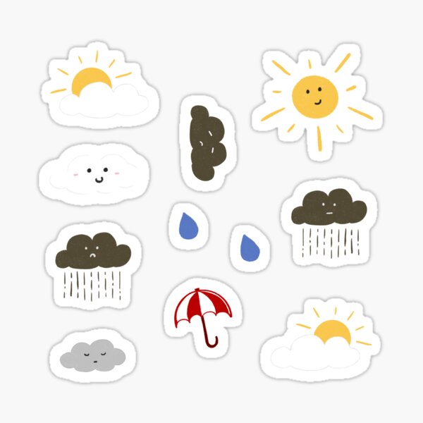 "Sun Clouds Rain Weather Sticker Pack" Sticker by classicalsqueak ...