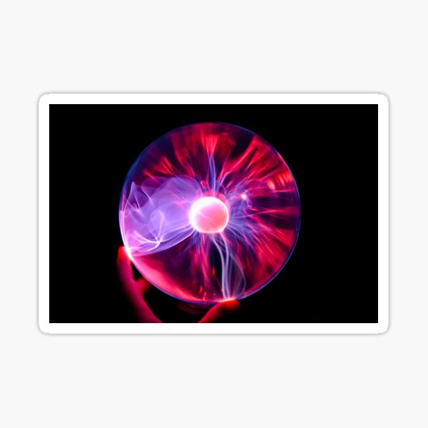 "Hand holding plasma ball blue violet purple and red" Sticker for Sale ...