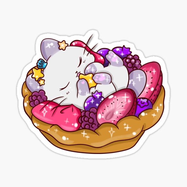 "fruit and cat pie" Sticker for Sale by Eikia | Redbubble