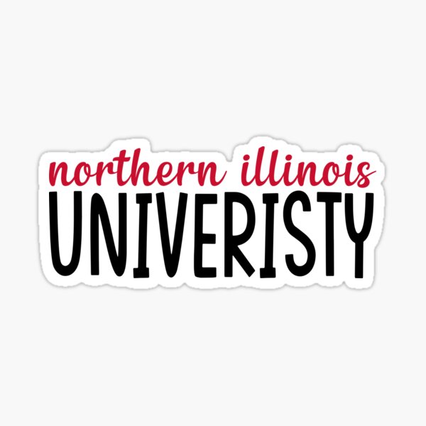 "niu - northern illinois university tall cursive font " Sticker for ...