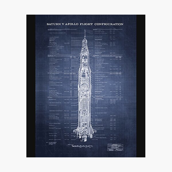 Lámina fotográfica «Póster Apollo Saturn V Blueprint en alta resolución ...