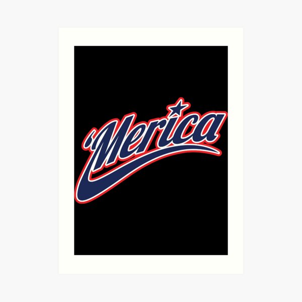 "Merica USA Patriotic Red White and Blue Logo " Art Print for Sale by ...