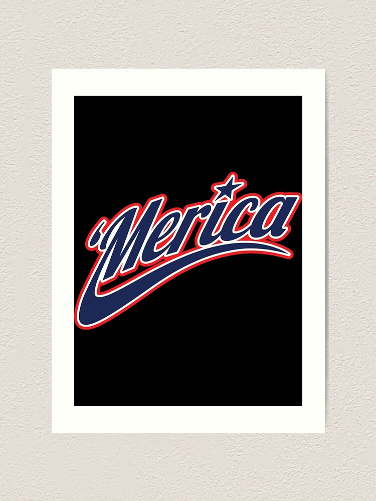 "Merica USA Patriotic Red White and Blue Logo " Art Print for Sale by ...