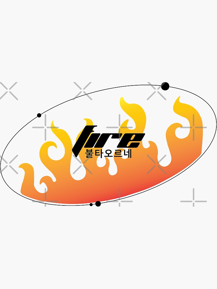 "bts fire 불타오르네" Sticker for Sale by xatuer | Redbubble