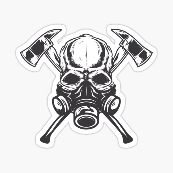 "Skull Firefighter" Sticker by artorno | Redbubble