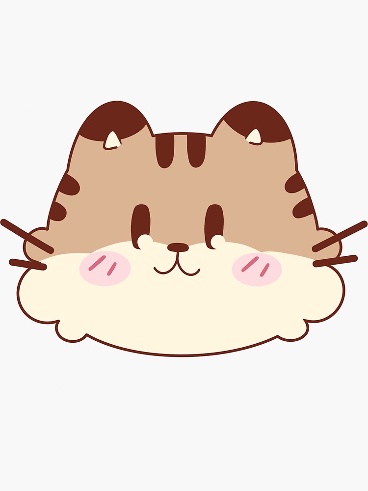 "Happy brown tabby chibi cats head" Sticker by sugarDood | Redbubble