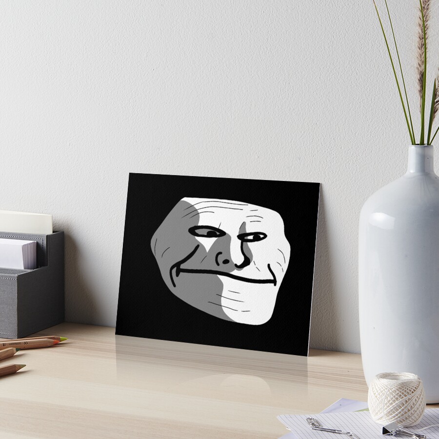 "Sad trollge face Artwork in black" Art Board Print by TheGreaterTimes ...
