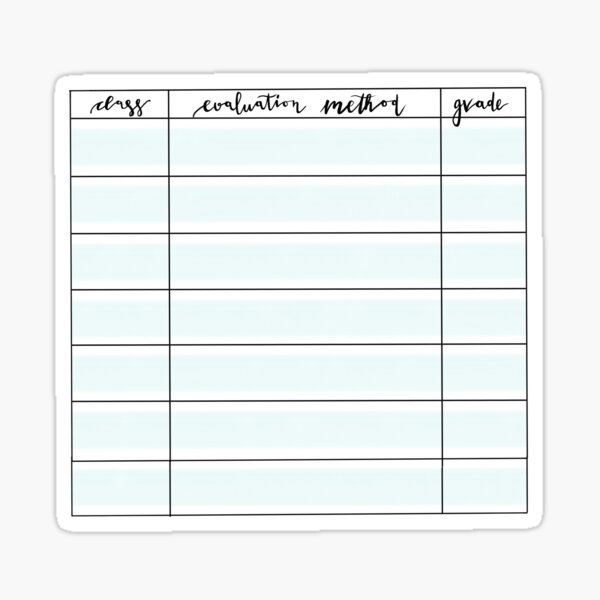 "Grade Tracker For Student Planner - Teal" Sticker for Sale by ...