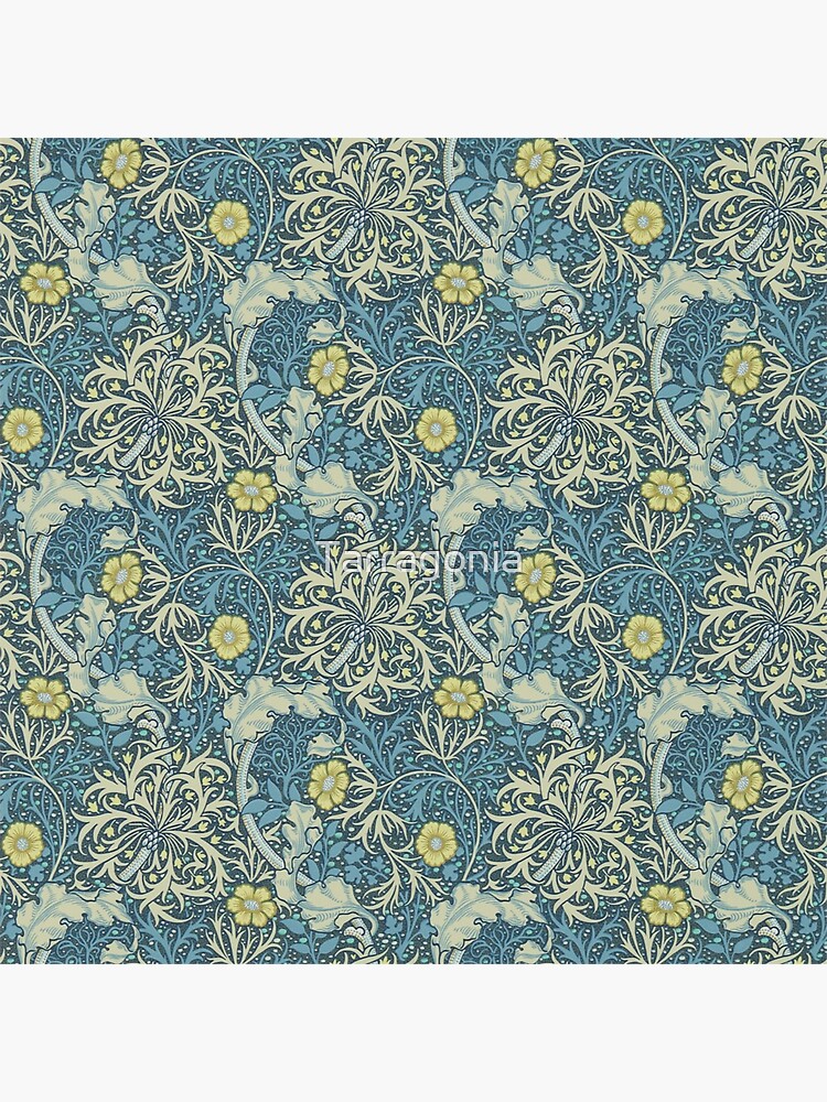 "William Morris Vintage Seaweed Ink Woad Blue Green Floral Pattern ...
