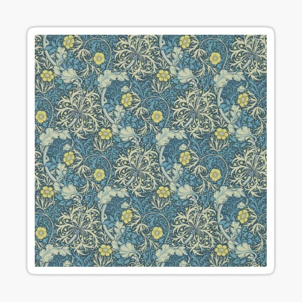 "William Morris Vintage Seaweed Ink Woad Blue Green Floral Pattern ...