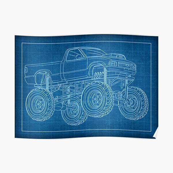 "Toyota Tacoma Monster Truck Blueprint" Poster for Sale by Joshirosung ...