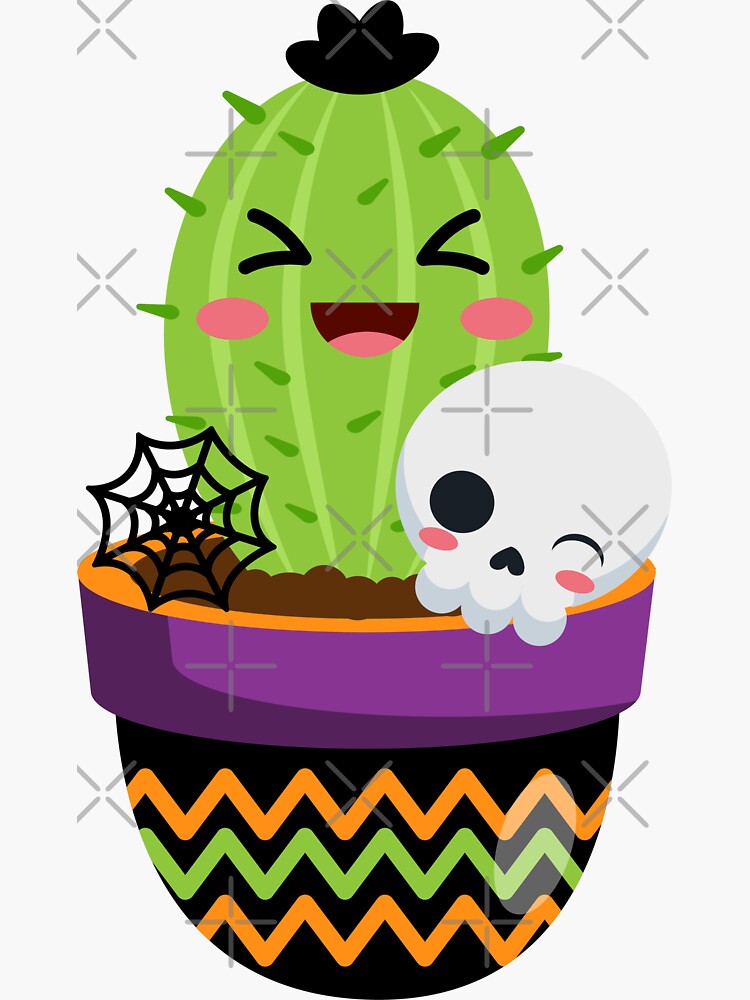 "Cute Halloween Spooky Cactus" Sticker for Sale by Cute-World | Redbubble