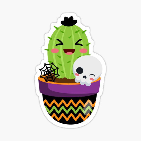 "Cute Halloween Spooky Cactus" Sticker for Sale by Cute-World | Redbubble