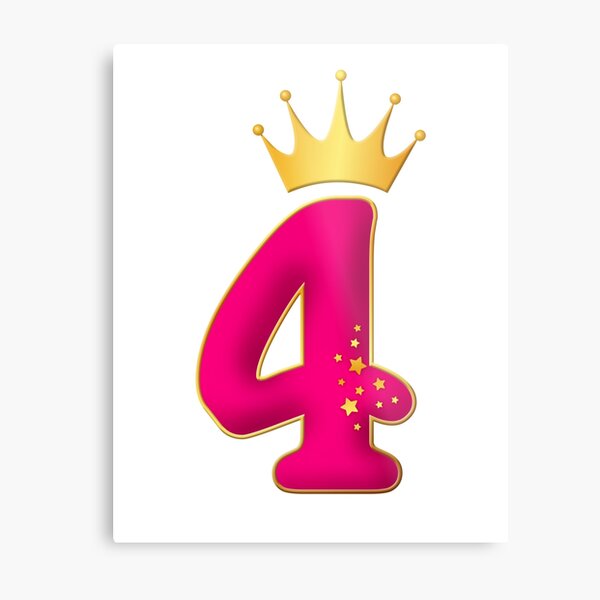 4 Year Old Birthday Party Design For Girls 4th Birthday Metal Print 4-year-old-birthday-party-design-for-girls-4th-birthday-metal-print