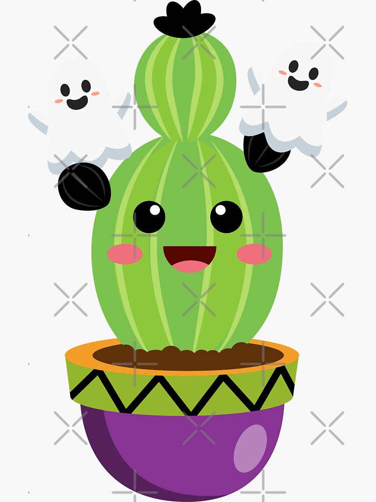 "Cute Halloween Spooky Cactus" Sticker for Sale by Cute-World | Redbubble