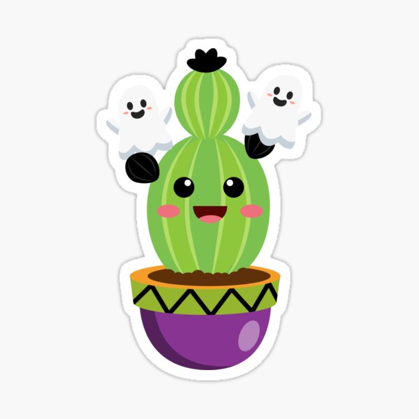 "Cute Halloween Spooky Cactus" Sticker for Sale by Cute-World | Redbubble