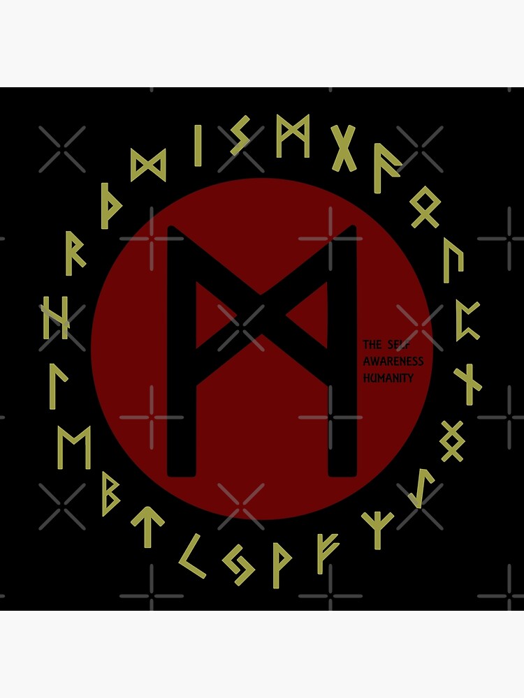 "Red Mannaz Futhark Rune Symbol" Canvas Print for Sale by depicg ...