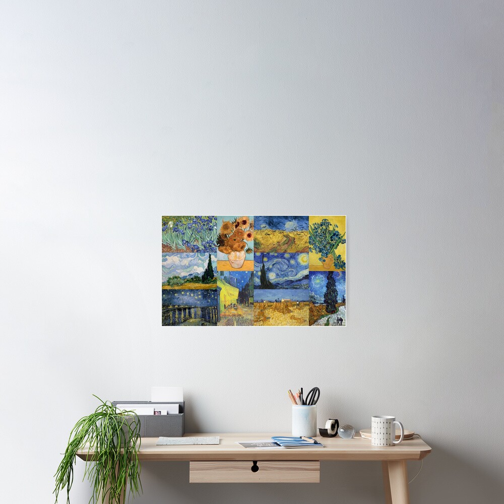 Póster «Van Gogh Provence Collage - Noche estrellada, Girasoles, Iris ...
