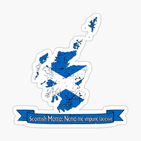 "Distressed map and flag of Scotland with official motto" Sticker for ...