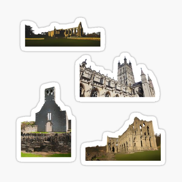 "4 Sketched Abbey Stickers Pack Castle Aged Valley Tower" Sticker for ...
