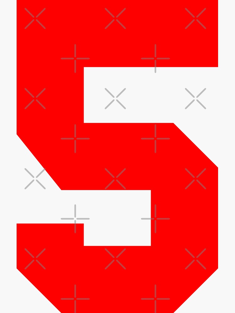 "Number 5 Sports Red" Sticker for Sale by Shariss | Redbubble