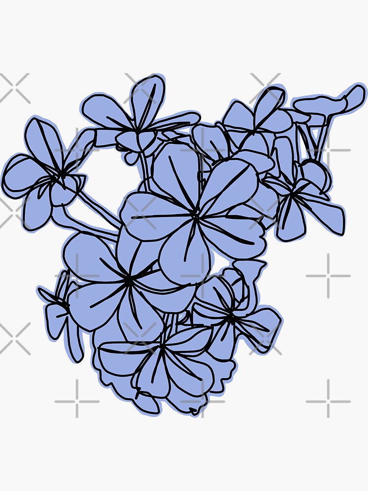 "Little Blue Flowers of Crete Line Drawing" Sticker for Sale by ...