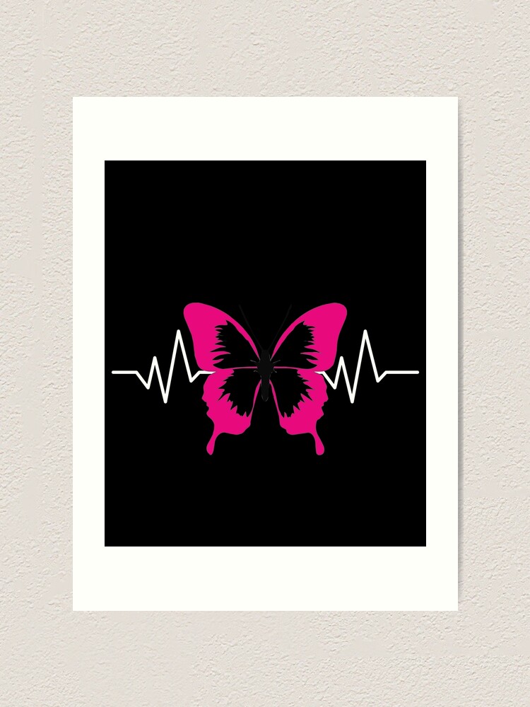 "Butterfly Cottagecore Aesthetic Heartbeat Pulsate EKG Graph" Art Print ...