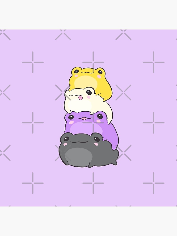 "Cute Nonbinary Pride Frog Pile: A Kawaii Aesthetic in Subtle Enby NB ...