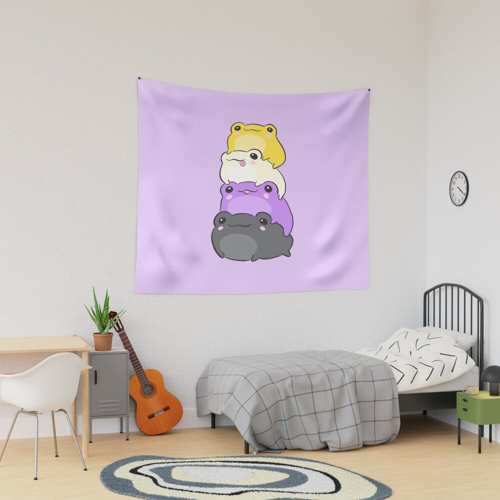 "Cute Nonbinary Pride Frog Pile: A Kawaii Aesthetic in Subtle Enby NB ...