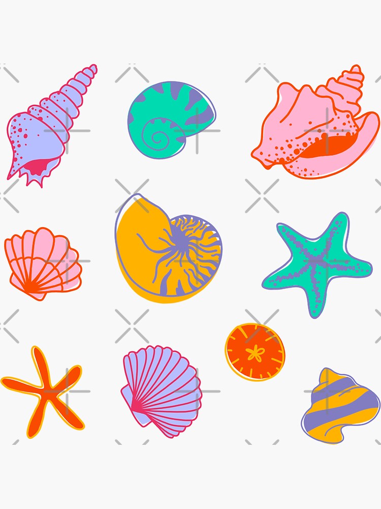"Sea Shells" Sticker for Sale by P0SITIVEdesigns | Redbubble