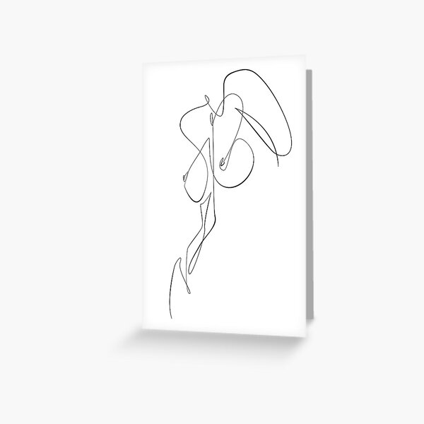 ""Abstract Body Form" One Line Female Outline" Greeting Card by ...