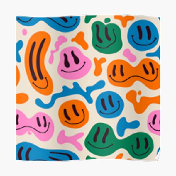 "liquid smiley face" Poster for Sale by StallionDesignz | Redbubble