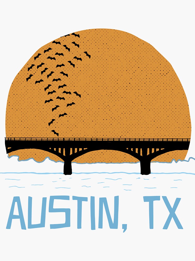 "Austin Texas Bat Bridge " Sticker for Sale by evaneggers | Redbubble