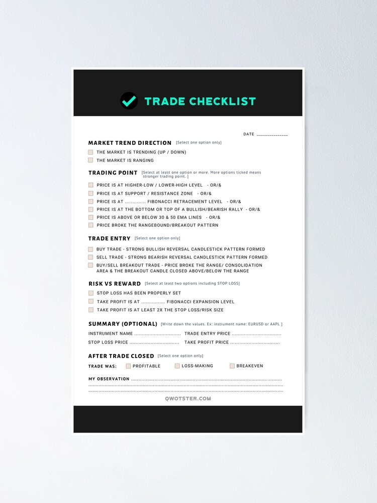 "Trade Checklist Tool" Poster for Sale by qwotsterpro | Redbubble