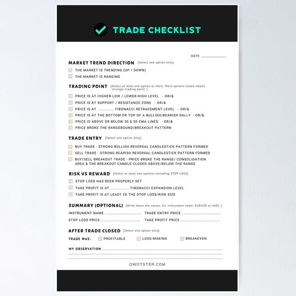 "Trade Checklist Tool" Poster for Sale by qwotsterpro | Redbubble