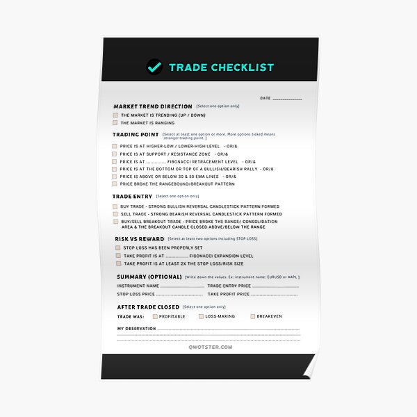 "Trade Checklist Tool" Poster for Sale by qwotsterpro | Redbubble