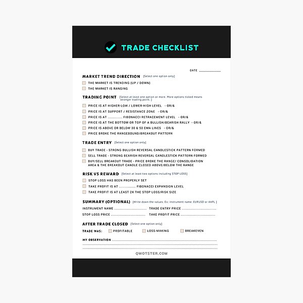 "Trade Checklist Tool" Photographic Print for Sale by qwotsterpro ...
