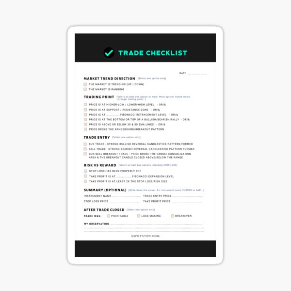 "Trade Checklist Tool" Sticker for Sale by qwotsterpro | Redbubble