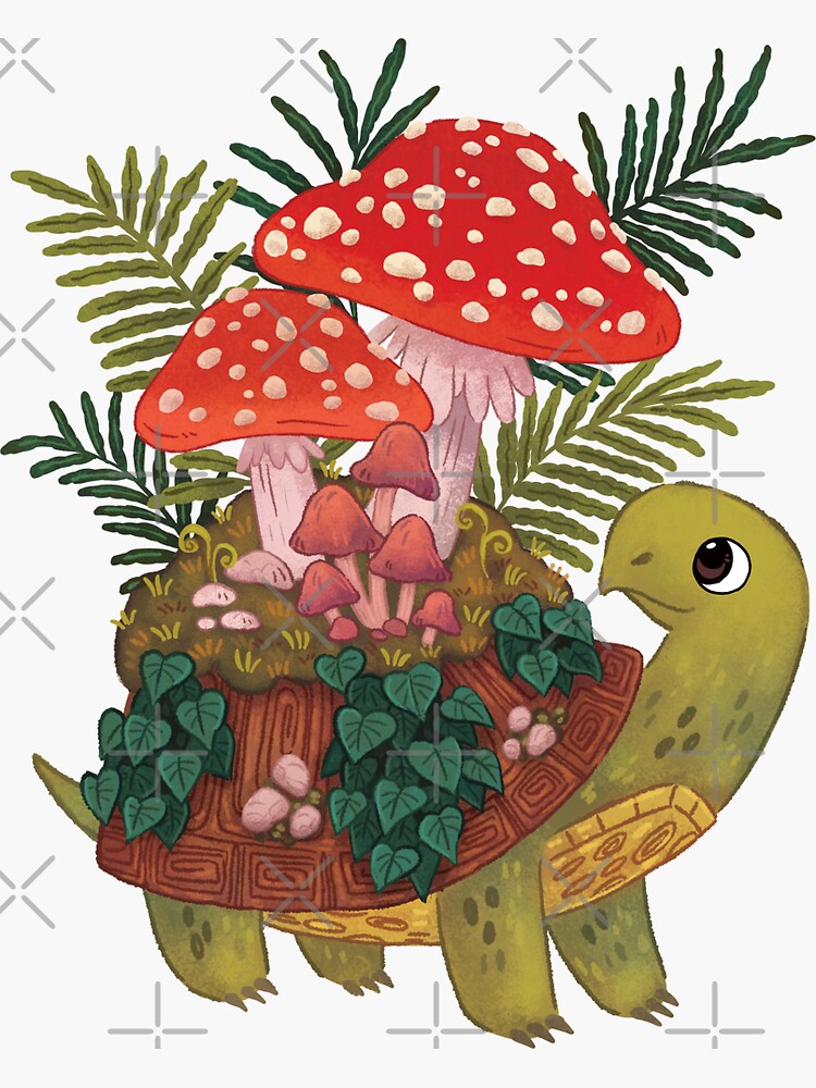 "Mushroom Planty Turtle " Sticker for Sale by michelledraws | Redbubble
