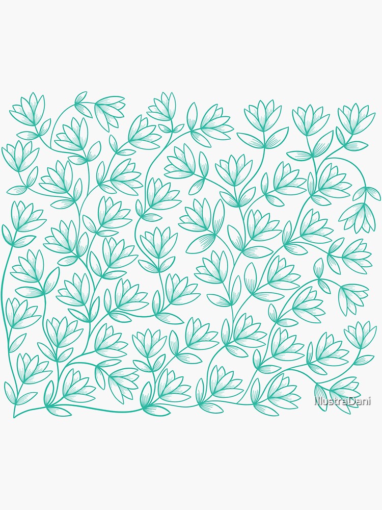 "Tangled green flowers" Sticker for Sale by IllustraDani | Redbubble