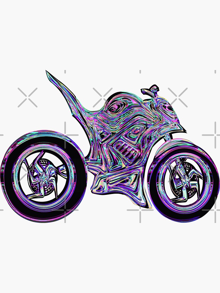 "Holographic Hyper Naked Motorcycle" Sticker for Sale by ogfx | Redbubble