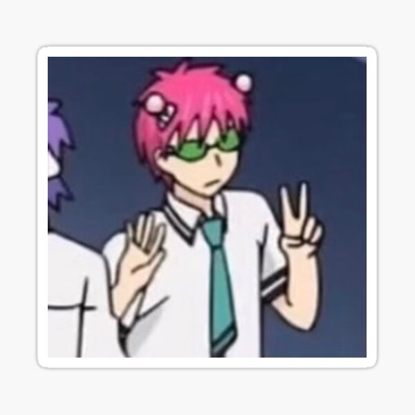 "Saiki K funny low quality peace sign" Sticker for Sale by spacecase7 ...
