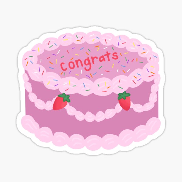 "Congrats Cute Cake" Sticker for Sale by mallorymcdonald | Redbubble