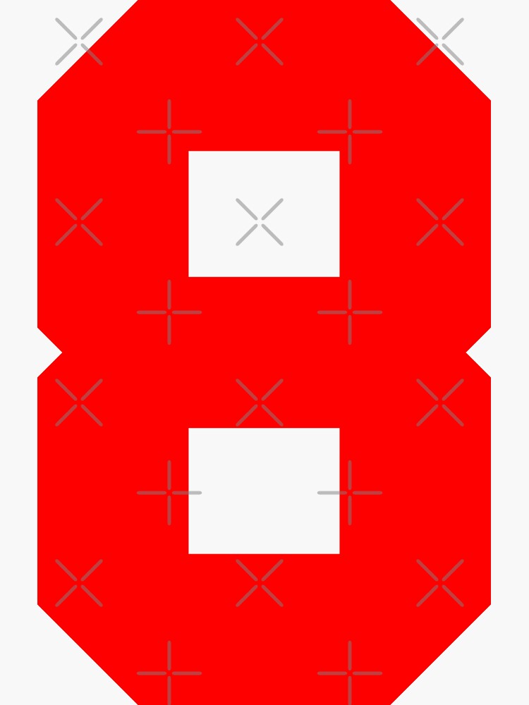"Number 8 Sports Red" Sticker for Sale by Shariss | Redbubble