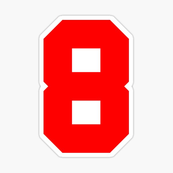 "Number 8 Sports Red" Sticker for Sale by Shariss | Redbubble