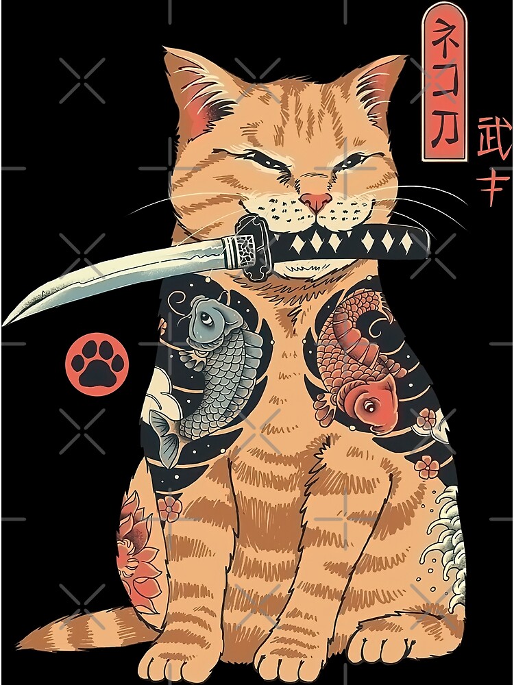 "Vintage Japanese Cat With Catana" Poster for Sale by Ibrane | Redbubble