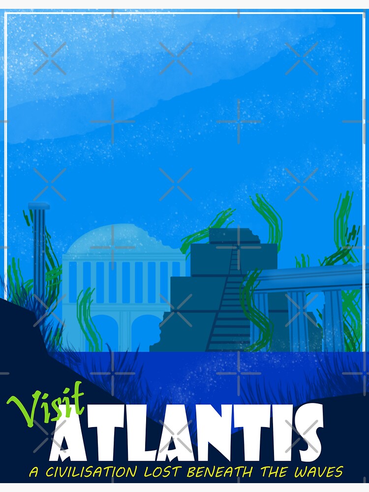 "Art Deco Travel Poster- Atlantis" Sticker for Sale by JoyScape | Redbubble